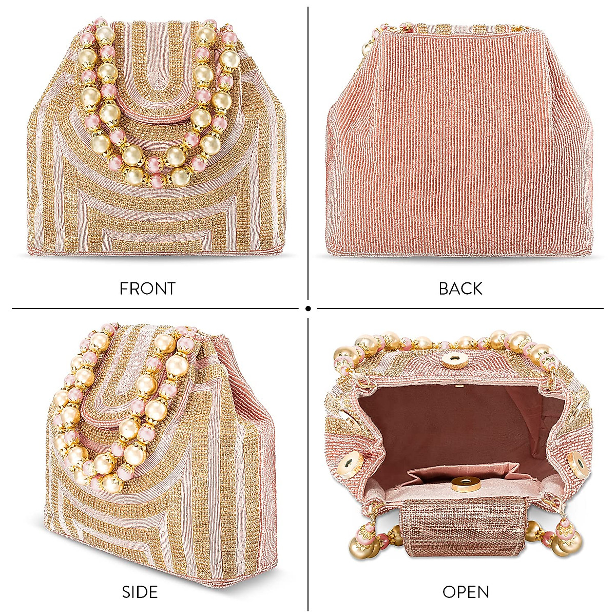 Aheli Potli Bags Gift for Women Evening Bag Clutch Ethnic Bride Purse with Drawstring