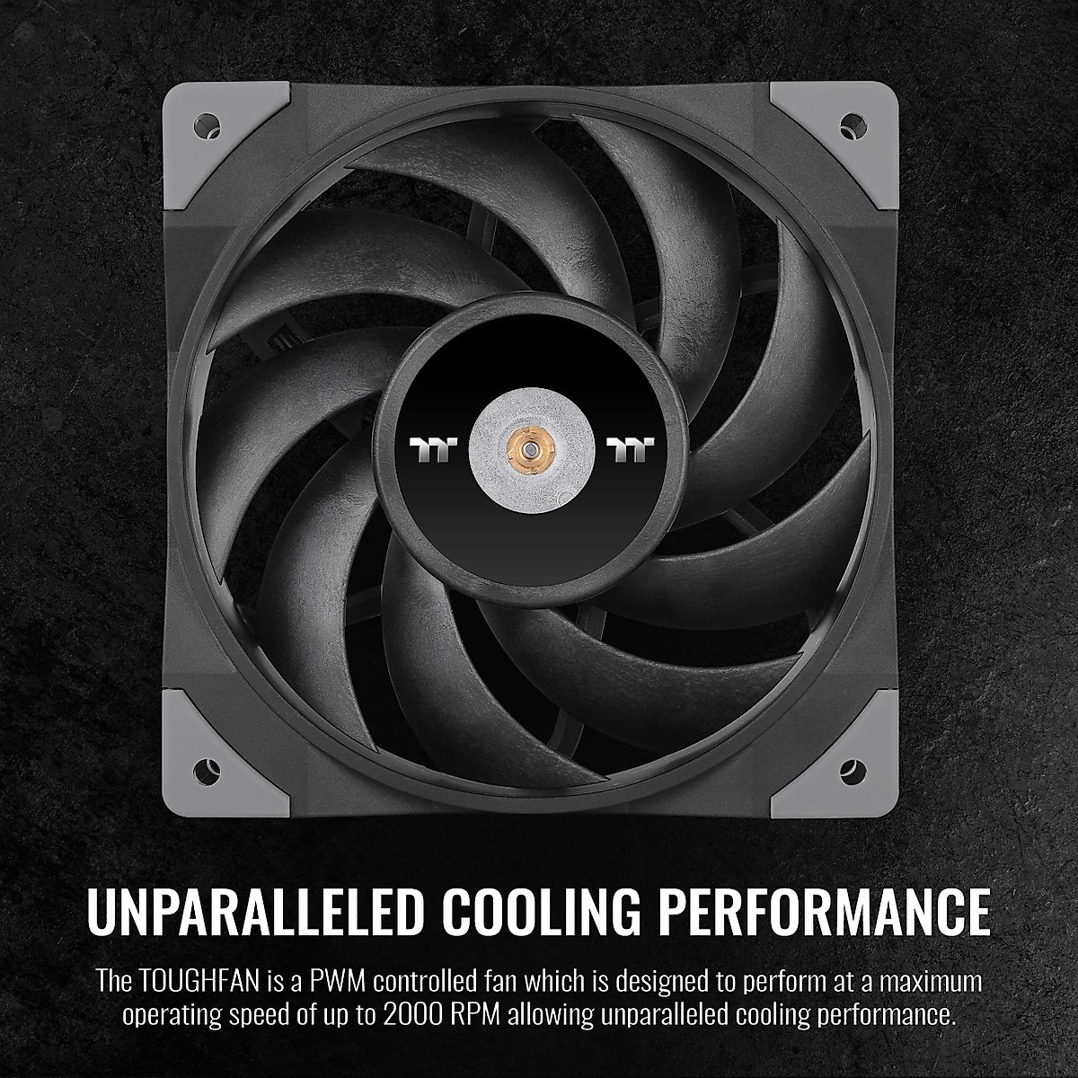 Thermaltake TOUGHFAN 14 Black PWM 500~2000rpm-controlled high Static Pressure 140mm Circular Radiator Fan with with Anti-Vibration Mounting System Cooling, (2 Fan Pack) CL-F085-PL14BL-A