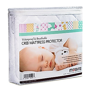 Crib Mattress Protector Cover - Comfortable, Breathable and Waterproof Bamboo Material. Keep The Crib Mattress Clean and Protected and Give Your Baby a Cozy Restful Sleep. Machine and Dryer Friendly.