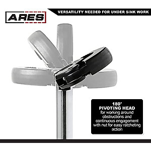 ARES 33004-11-Inch Basin Wrench with Adjustable Jaw - Jaw Adjusts from 3/8 Inch to 1 1/4 Inch - Basin Wrenches Increase Access in Tight Spaces