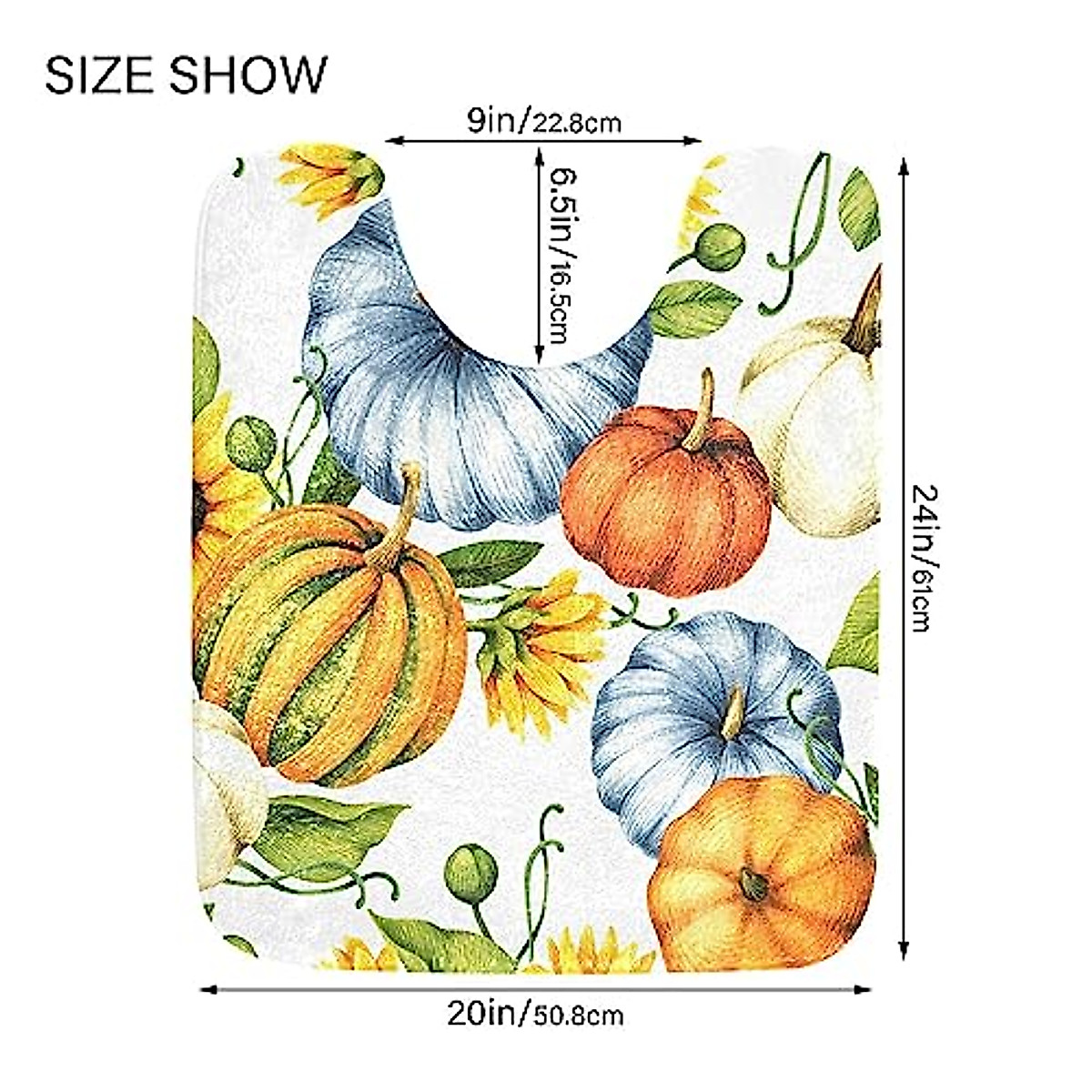 Pumpkins Sunflowers Bathroom Rug Mat Soft Absorbent Bathroom Rugs Mats Washable Bath Mats Rugs Non Slip Bath Mat Runner Rug for Bathroom Tub Bath, Rectangle Shower Rug