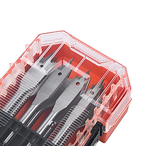 Luckyway 8-Piece 3/8 Inch to 1 Inch Spade Drill Bits Set for Wood, Plastic, Aluminum Hole Cutting with Tough Case