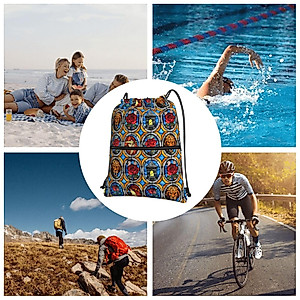 Gocerktr Beauty and Beast Fairytale Glass Waterproof Gym Drawstring Bag,Sports Backpack for Men Women