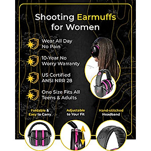 TradeSmart All-in-One Gun Range Safety Duo Kit, Yellow & Pink Ear and Eye Protection Kit for Men & Women, U.S. Certified