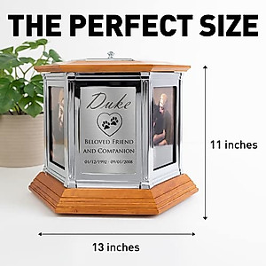 Perfect Memorials Custom Engraved Large Rotating Memories Cremation Urn (320 Cu/in) - Urn for Human Ashes/6 Photos/Spins 360 Degrees/Custom Plaque