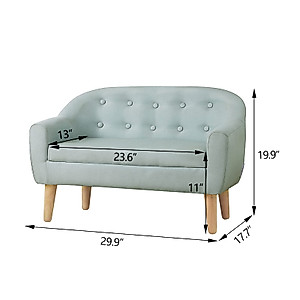 Koopo Kids Sofa Couch/Linen Fabric 2-Seater Upholstered Chair Couch for Toddler Ages Up to 4, Small Toddler Couch for Baby Gift (30" W) (Sage)