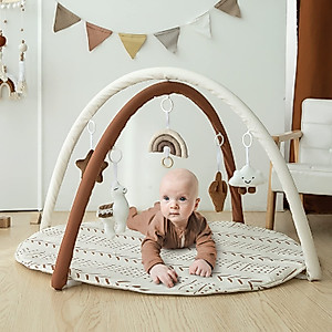 Razee Baby Gym Mat Infant Activity Gym Mudcloth Baby Activity Center with Play Mat with 5 Toys for Babies as Shower Use