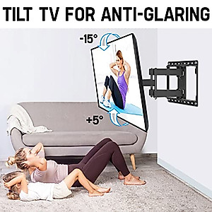 Mounting Dream TV Mount for Most 42-75 inch Flat Screen TVs Up to 100 lbs, Full Motion TV Wall Mount with Swivel Articulating 6 Arms, TV Wall Mounts Fit 12'', 16” Wood Studs, Max VESA 600x400mm