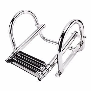 NovelBee 3 Step Inboard Boat Ladder,Stainless Steel Telescoping Step Ladder Folding Dock Ladder for Marine Boat Yacht Swimming Pool