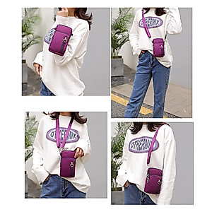 Cell Phone Crossbody Bag Purse Wallet Case Shoulder Bags Armband Arm Bands for iPhone 11 12 13 Pro Max 13 Mini SE/Samsung Galaxy S22 S21 S20 S10 Plus A52 A10s A01 A10e/ TCL A3 A30 10L (Purple)