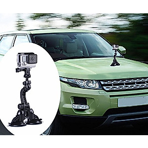 Smatree Double Suction Cup Mount, Car Mount Compatible for Gopro Hero 11/10/9/8/7/Max/6/5/4/3+/3, AKASO, DJI OSMO Action Camera, Greater Suction Power（Updated Version）
