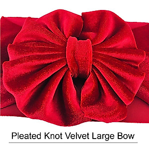 Lawie 8 PACK Elastic Stretchy Elastic Soft Wide Velvet Bowknot Bow Headbands Hairband Knot Turban Headwraps Hair Bows Accessories for Kids Toddler Infant Newborn Baby Girl Bulk