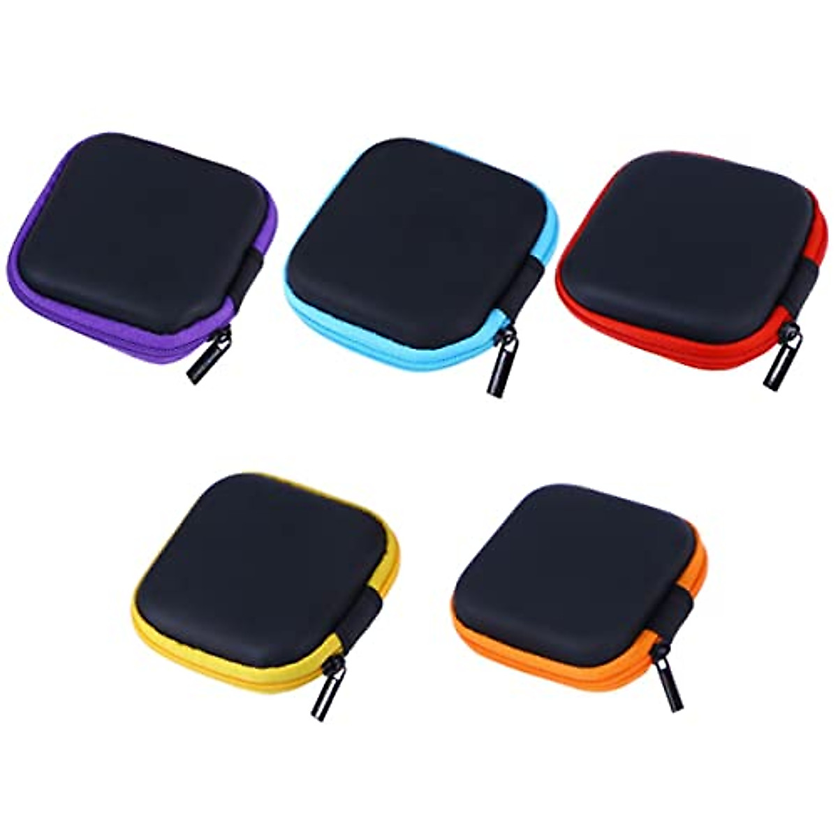 Earphone Case Headphone Case, 5pcs Pouch Headphones Travel Organizer Case Earphone Storage Box Earbuds Carrying Pouch Random Color USB Headset Square Reader Case