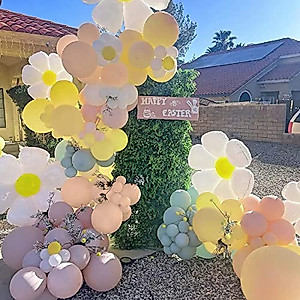 Pastel Balloons Garland Arch Kit-White Groovy Daisy Flower Macaron Pastel Rainbow Balloons for Baby Shower Daisy Theme Wedding Girls Birthday Boho Party Decoration