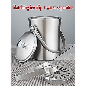 Ice Bucket for Freezer Ice Bucket Insulated Stainless Steel Double Walled Ice Bucket with Lid for Beer Wine Cooler (Size : 3L)