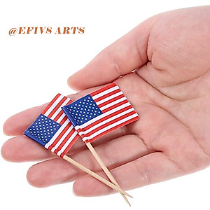 Efivs Arts 100 Pcs 4th of July American Toothpick Flag Toppers Cake Decorations Independence Day Patriotic Cupcake Toppers Picks for Army Graduation Party Supplies