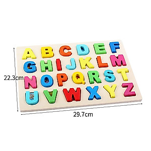QZMTOY Wooden Puzzles for Toddlers, Wooden Alphabet Number Shape Puzzles Toddler Learning Puzzle Toys for Kids, 3 in 1 Puzzle for Toddlers, Age 3+ (Set of 3)