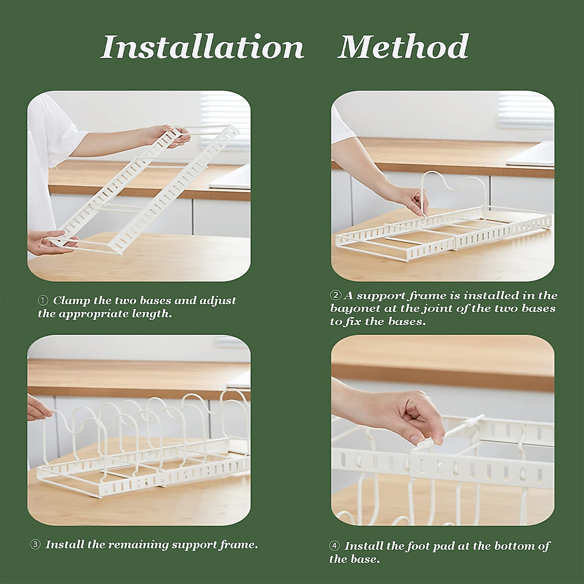 S SNUOY Pot and Pan Organizer Expandable Pan Lid Organizer Rack for Cabinet Pot Lid Holder Rack with 10 Adjustable Compartment for Pot Lids Cutting Boards,White