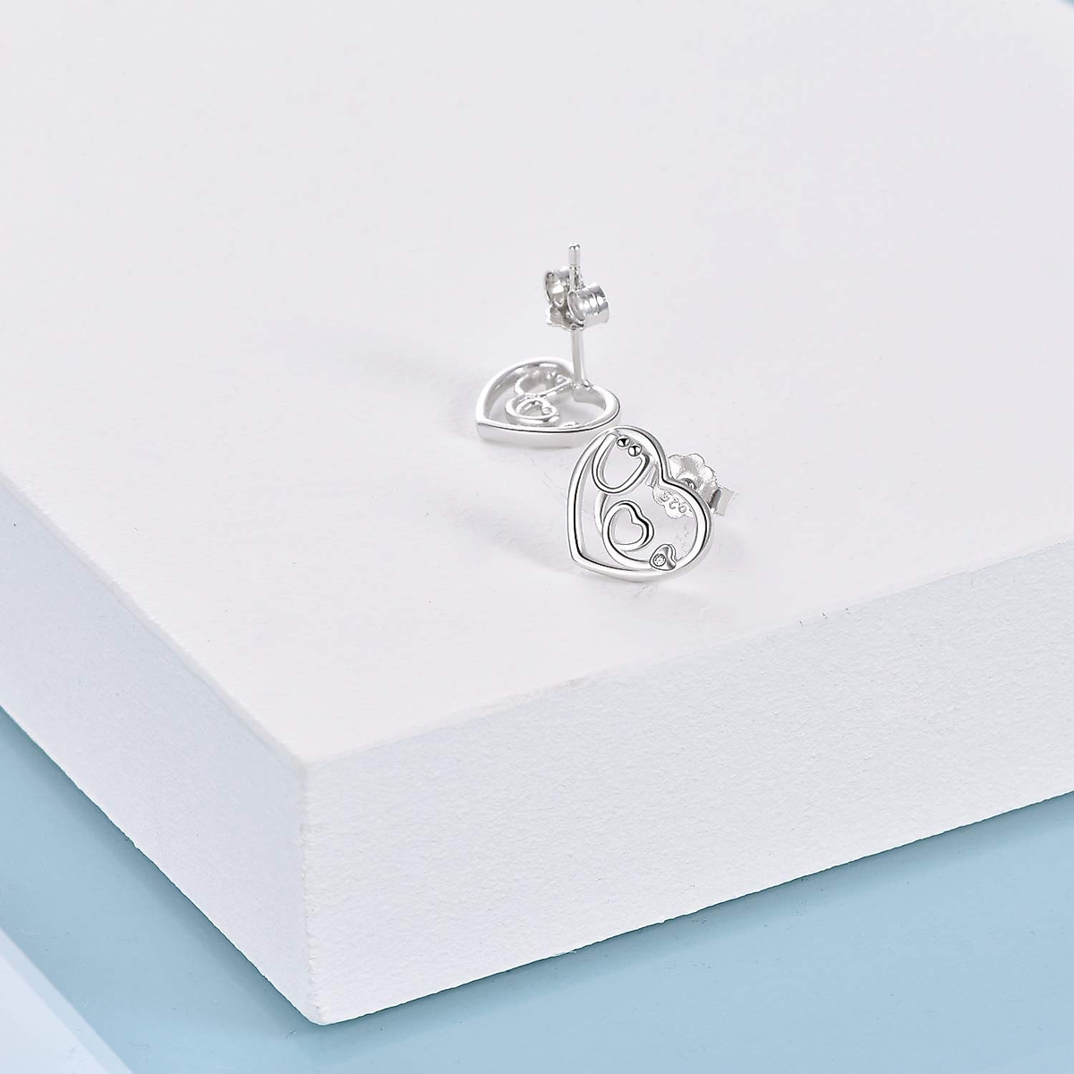 YFN Nursing Themed Stud Earrings Sterling Silver Jewelry Gift for Nurse (Stethoscope)