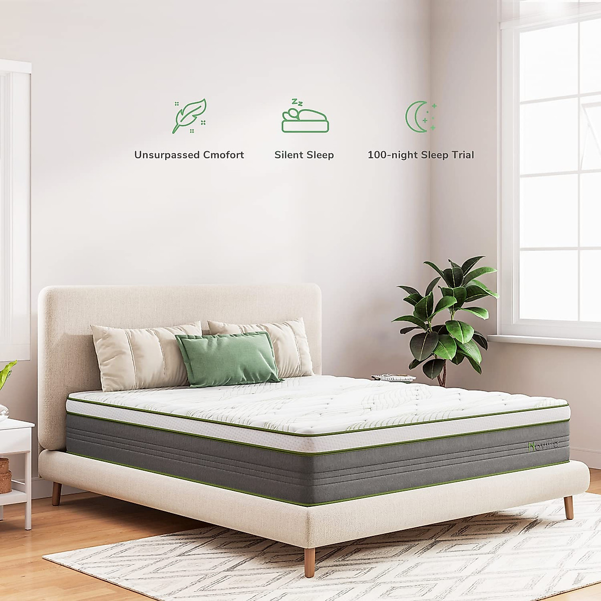 Novilla California King Size Mattress, 10 Inch Hybrid Mattress with Memory Foam & Individual Pocket Springs, Supportive & Pressure Relief,California King Mattresses in a Box,Medium Firm, vigour