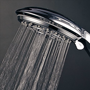 HotelSpa 7-Setting AquaCare Series Spiral Handheld Shower Head with Patented ON/OFF Pause Switch and 5-7 foot Stretchable Stainless Steel Hose (Premium Chrome)