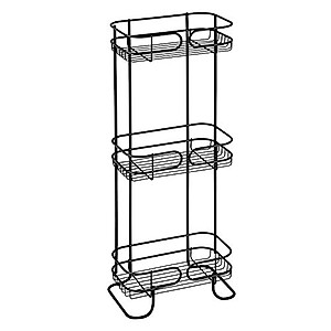 iDesign Steel Bathroom Caddy Organizer with Three Wire Basket Shelves, The Neo Collection - 6.3" x 9.8" x 26.1", Matte Black