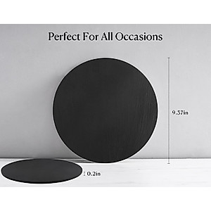 Dofira Round Slate Serving Platter, Black Platter Tray Stone Rock Cutting Board Cheese Board, Charcuterie Tray with Natural Edge [1pc]