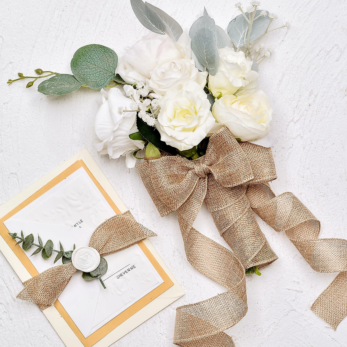 Ribest Burlap Natural Wired Ribbon, 1 1/2 inch 10 Yard, Jute Ribbon for Decoration Bows Craft Gift Wrapping Wreath Sewing