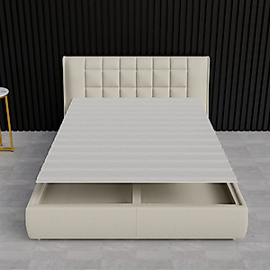 Greaton, 0.75-Inch Horizontal Wooden Bunkie Board/Bed Slats with Cover, Enhance Mattress Support, Queen, Grey