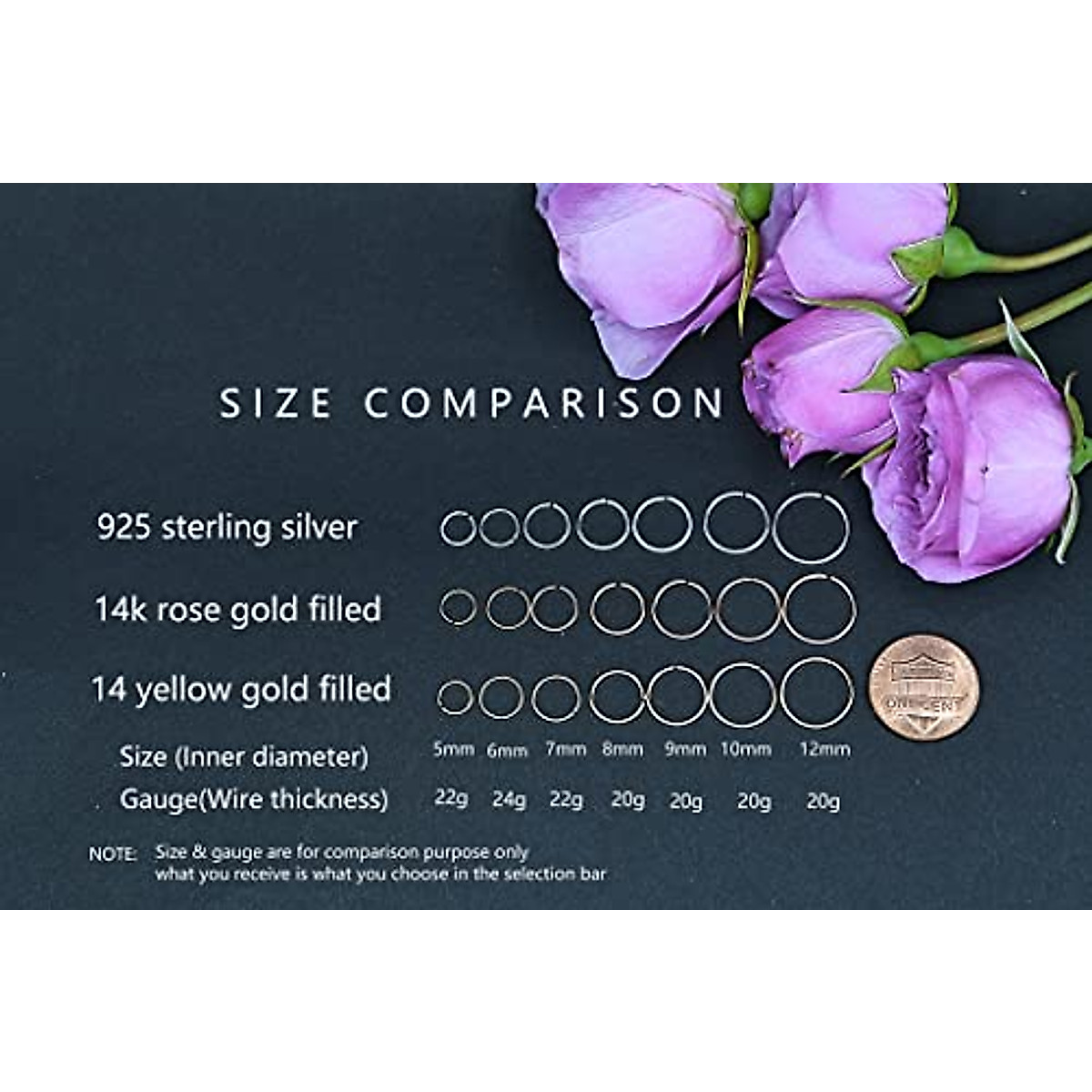 7mm Small 14k Rose Gold filled Hoop Earrings for Women Cartilage Helix Tragus