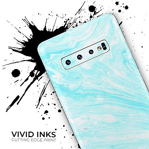 DesignSkinz Bright Blue Textured Marble Protective Vinyl Decal Wrap Skin Cover Compatible with The Samsung Galaxy S20 (Screen Trim & Back Glass Skin)