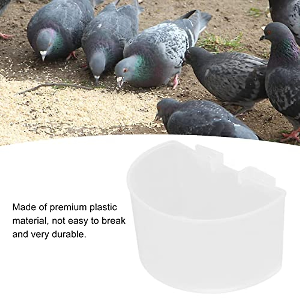 TOPINCN 20pcs Cage Cups Bird Feeders, Bird Food Bowl Hanging Water Cup Parrot Food Bowl Plastic Parrot Water Feeding Cup Birdcage Feeder for Parrot Poultry Pigeon(L-White)