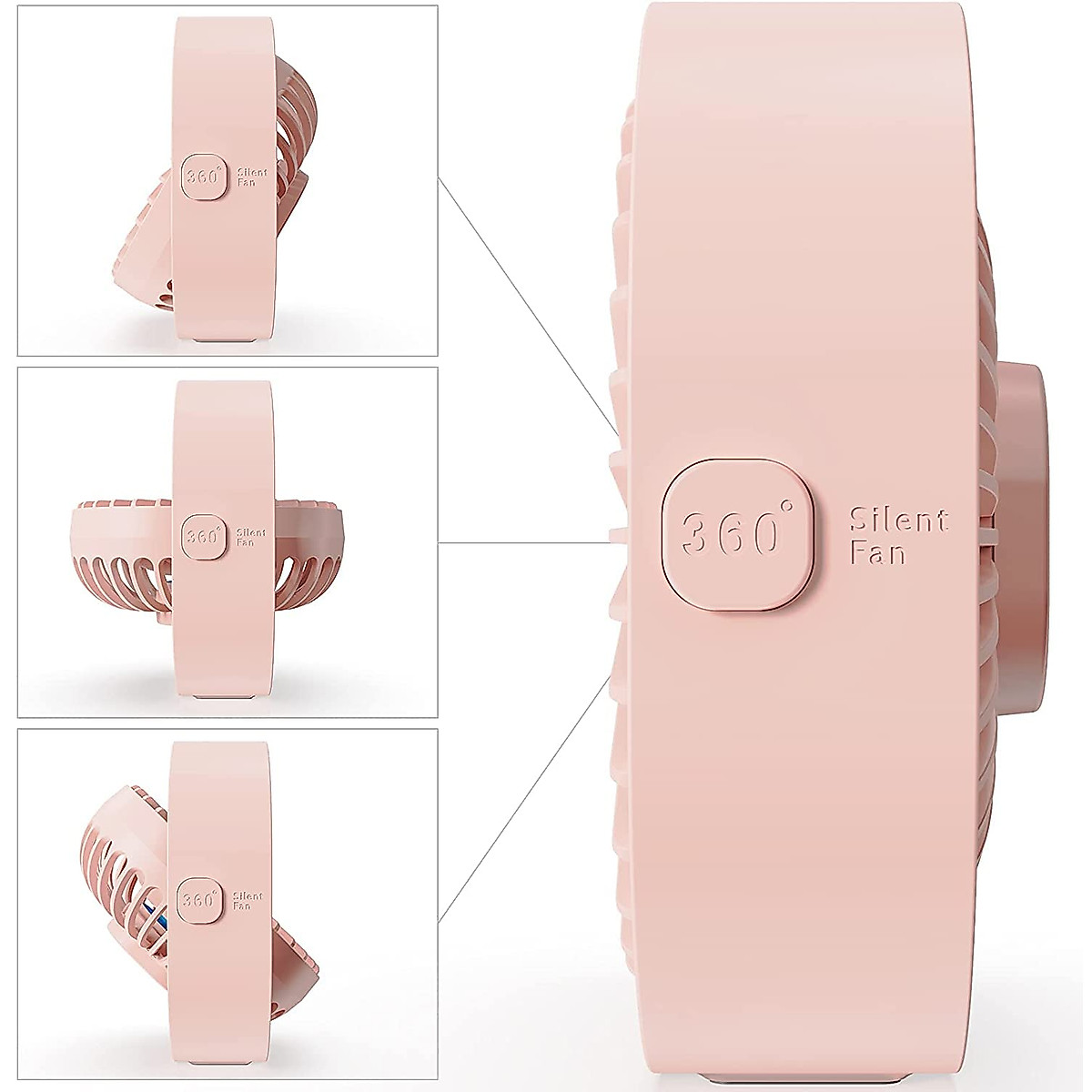 MISSUE USB Desk Fan, Small Personal Table Fan with 3 Speeds, Mini Portable USB Powered Cooling Fan for Home, Office, Indoor and Outdoor