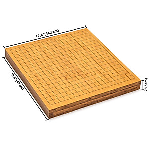 Yellow Mountain Imports Bamboo 2-Inch Reversible 19x19/13x13 Go Game Set Board with Double Convex Melamine Stones and Bamboo Bowls - Classic Strategy Board Game (Baduk/Weiqi)