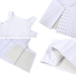 INRANXISM Chest Binder for Women FTM Cotton Binder Trans Hook Binder Bra for Transgender Tank Top (Large, White)