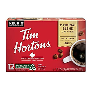 Tim Hortons Original Blend, Medium Roast Coffee, Single-Serve K-Cup Pods Compatible with Keurig Brewers, 72ct K-Cups, 6x12ct Boxes