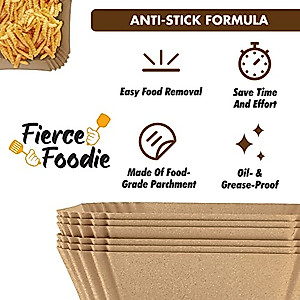 100 Pack Square and 100 Pack Round Air Fryer Disposable Paper Liner, Non-Stick Air Fryer Parchment Paper Liners, Fit 5-8 QT