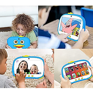 EGOTEK Penguin Android Kids Tablet, 7inch Quad Core Tablet for Kids with WiFi, Android 10 OS, Preinstalled iWawa App, 3000Mah Long Time Battery(4~5H), 2GB+32GB, 1024x600 IPS Panel. (Blue)