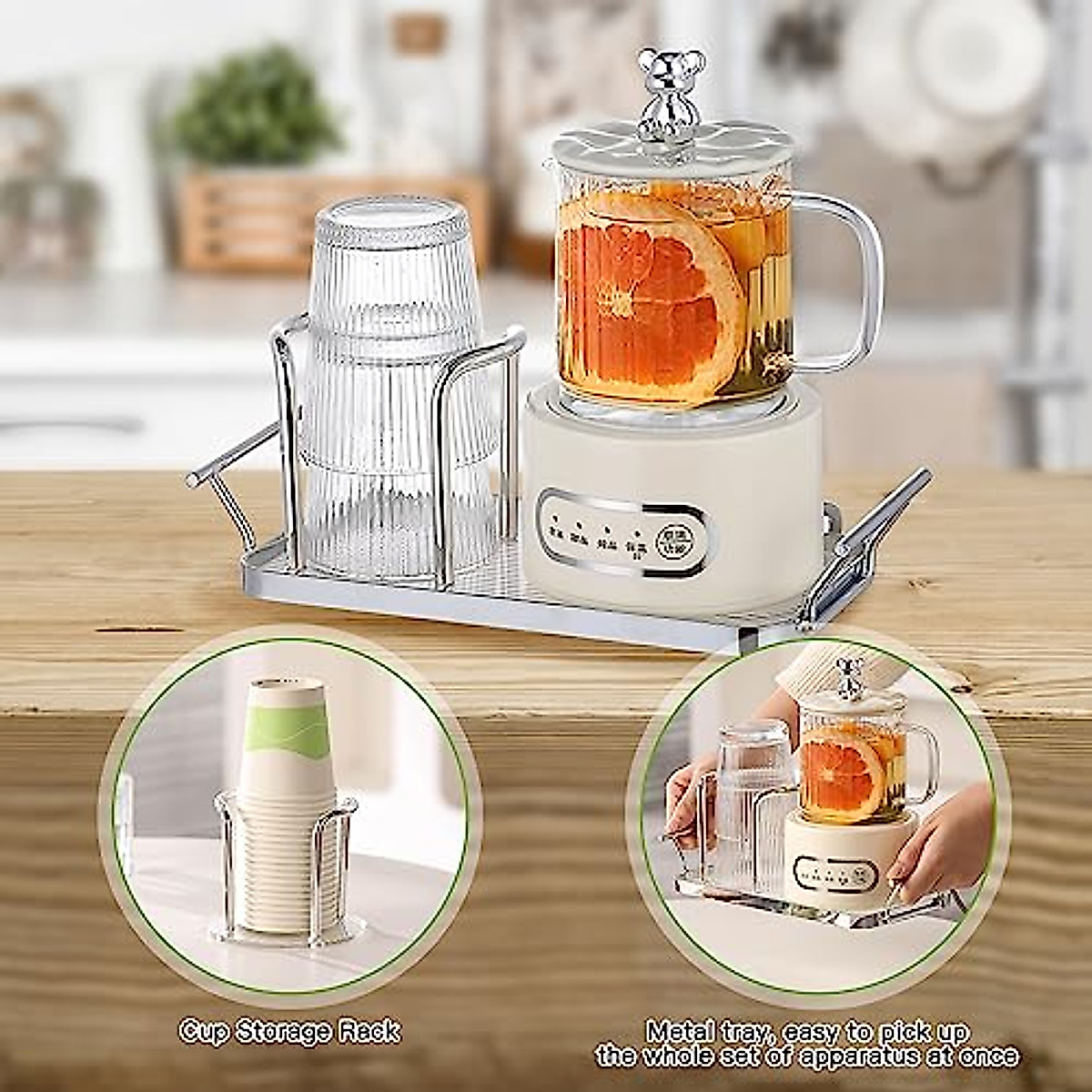 BELILON Electric Kettle, Small Electric Tea Kettle with Keep Warm Function for Home and Office, Milk White Health Kettle