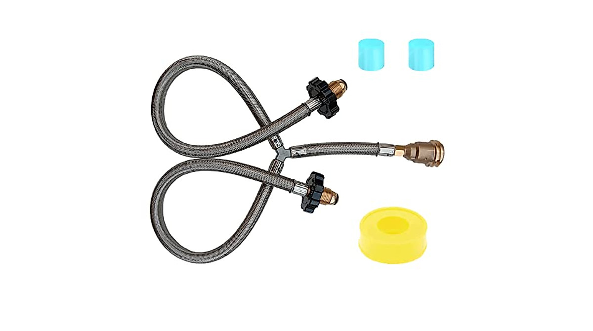 Upgraded Stainless Braided Y-Splitter Dual Propane Tank Connection Hose ...