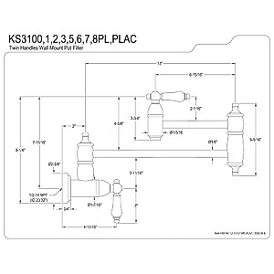 Kingston Brass KS3105PL Restoration Pot Filler, 13" Length, Oil Rubbed Bronze