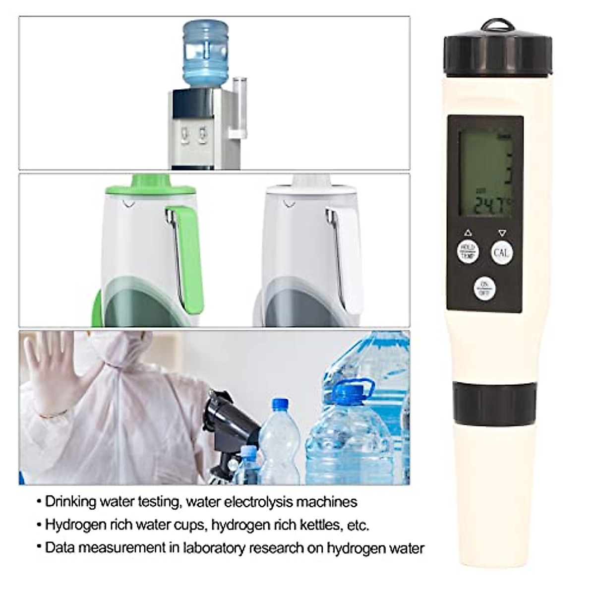 Hydrogen Water Tester, H2 Meter Hydrogen Tester Portable Water Quality Content Detection Probe BLE‑9002,for The aquaculture Industry Hospitals Swimming Pools Household tap Water Quality Testing