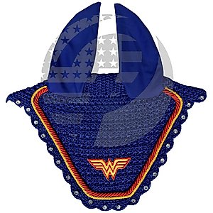 Wonder Woman Super Hero Horse Ear Bonnet Fly Veil Crochet Equestrian Bonnet Full/Cob/Pony (COB)