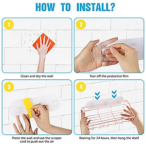 Cvtayn 5 Pack Shower Caddy, Strong Adhesive Shower Organizer No Drilling, Rustproof Shower Shelves Bathroom Shelves Large Capacity, Organizador De Baño Shower Racks for Bathroom Storage, Pink