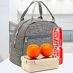 FlowFly Lunch Bag Tote Bag Lunch Organizer Lunch Holder Insulated Lunch Cooler Bag for Women/Men,Heather Grey