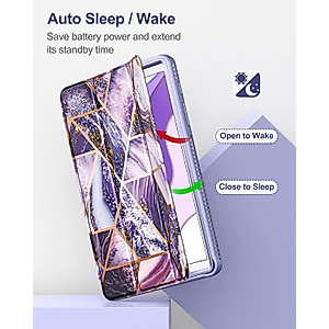 ONPINT Case for Samsung Galaxy Tab A7 Lite Case 2021 8.7 Inch (SM-T220 / T225 / T227),【Built in Screen Protector】 Lightweight Leather Case Full Body Smart Cover with Magnetic Trifold Stand-Purple