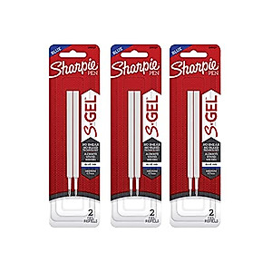 Sharpie S-Gel Gel-Ink Pen Refill, 0.7mm Medium Point, Blue Ink, 6 Refills