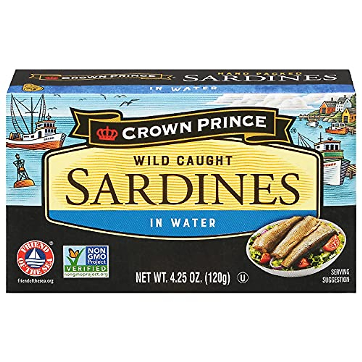 Crown Prince Sardines in Water, 4.25-Ounce Cans (Pack of 12)
