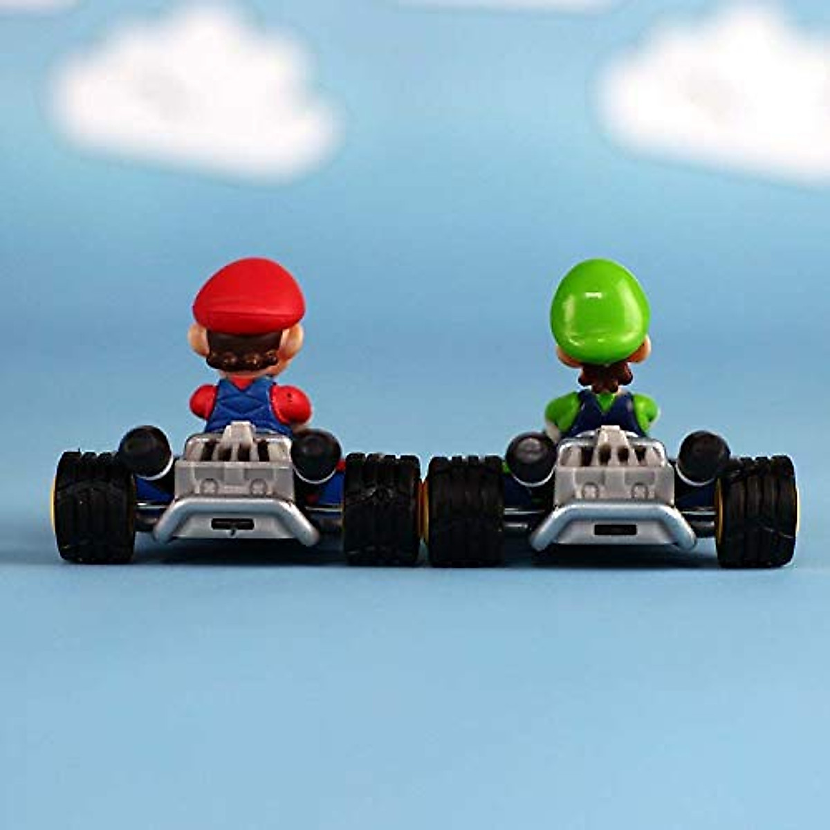 IAMPOK 8 Pcs Mario Kart Pull Back Cars Cake Topper Figures Toy Set-Kids Birthday Party Cake Decoration Supplies