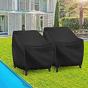 WonToper Patio Chair Covers, Waterproof 600D Heavy Duty Outdoor Lawn Furniture Covers 2 Pack, Black (35''Wx38''Dx31''H)